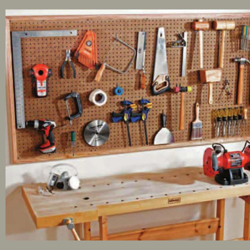 DIY Custom Pegboard Garage Wall Hanging Tool Storage Power Tool ...