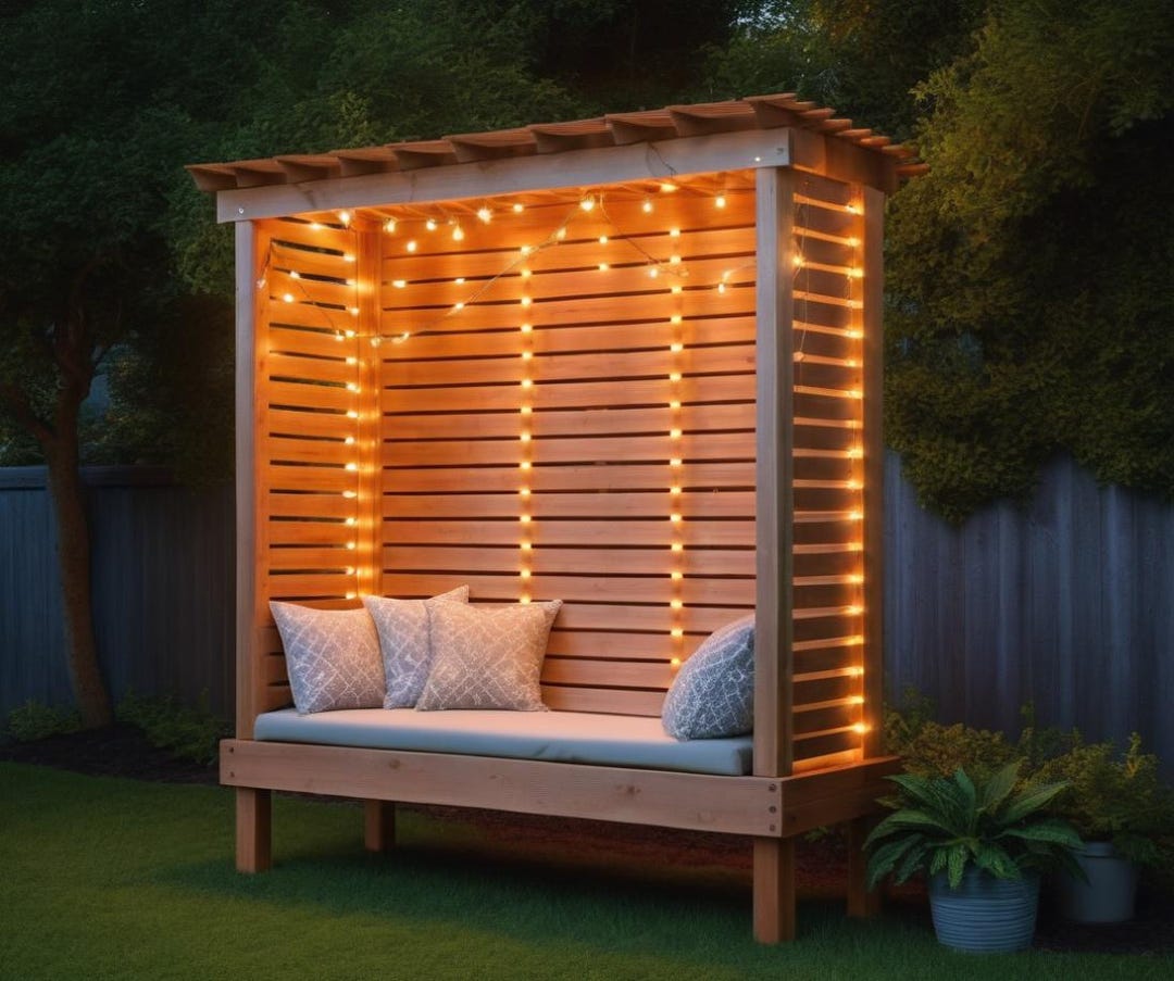 DIY Arbor Bench Plans Gazebo Seat Trellis Outdoor Wood Lattice ...