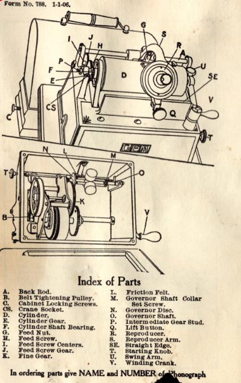 Edison Gem B PDF Manual for Phonograph Portable Gramophone Operation ...