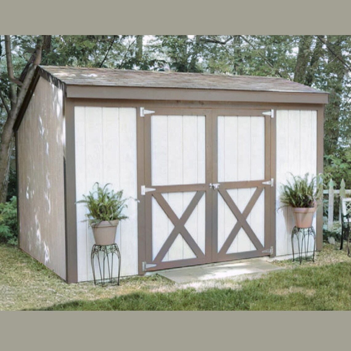 DIY 8x12 Ft Salt Box Style Shed With Gable Double Barn Door Wood ...