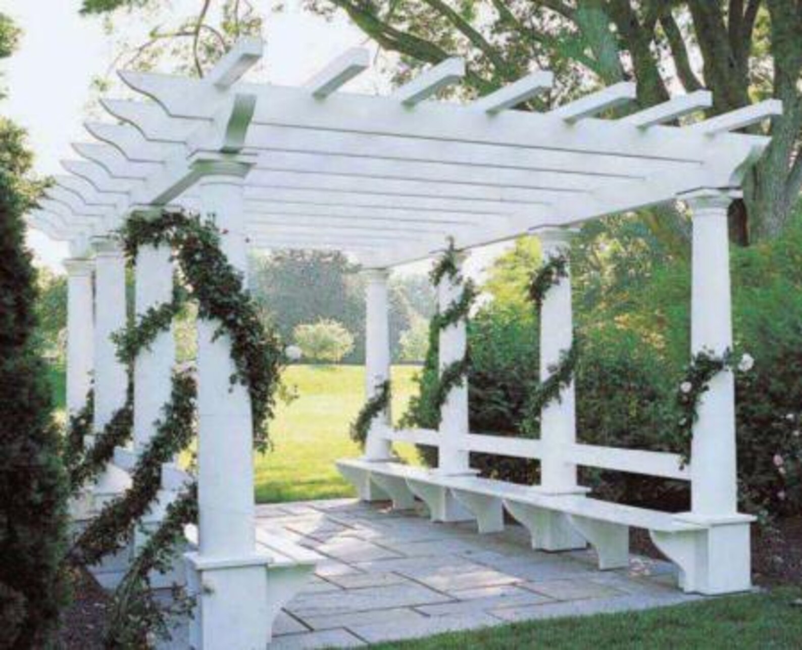 DIY Pergola Bench Build Plans for English Garden Wooden A-frame Summer ...