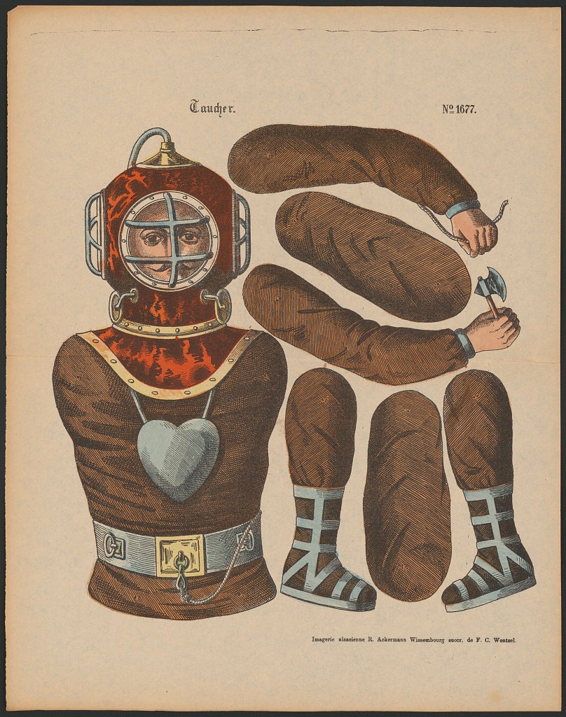 Scuba Diver Print Jumping Jack Toy Diving Poster Nautical Wall Artscuba ...