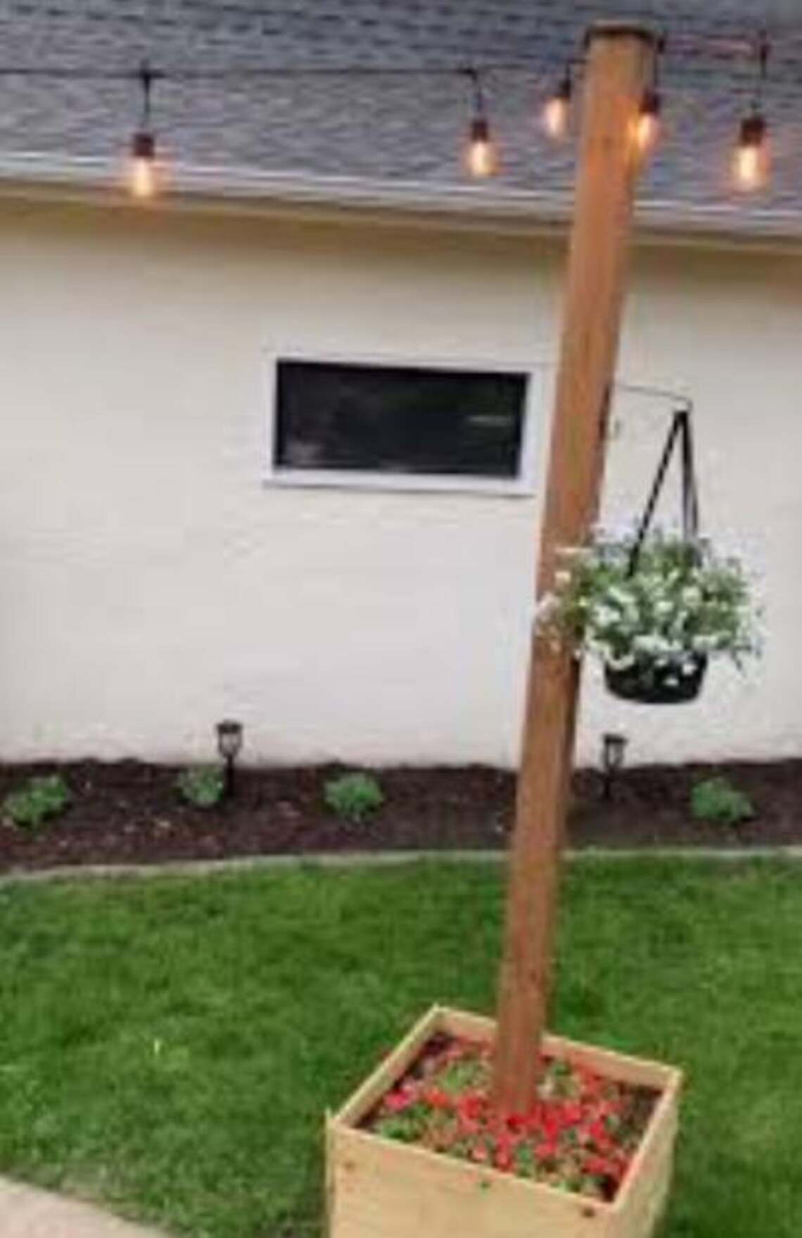 DIY String Light Post Hanging Basket Planter Plans Raised Window Sill ...