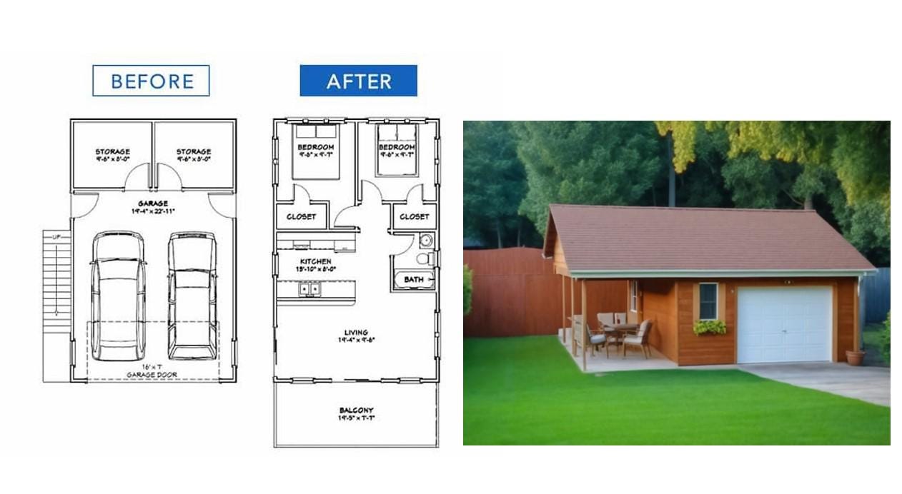 5 One Two Car Garage Conversion Two Story Apartment Porch Shed Barn ...