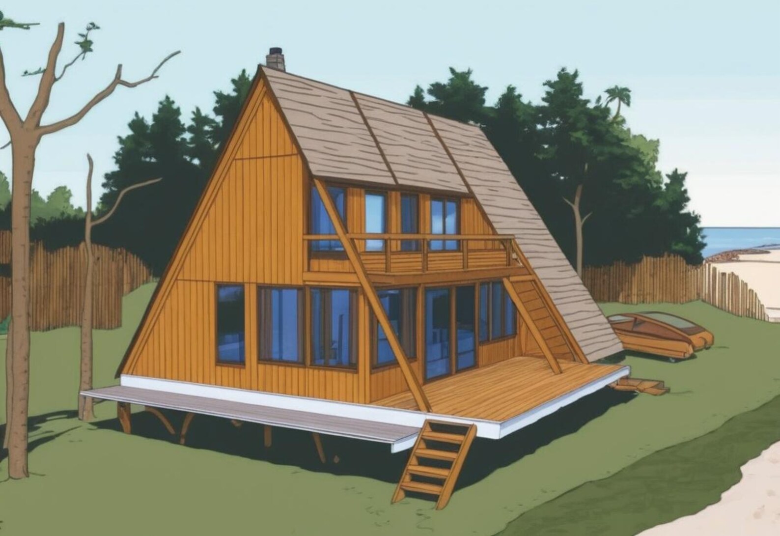 2 Bed Wacky Tiny Cabins Retro Vacation Space Holiday Aframe House PDF ...