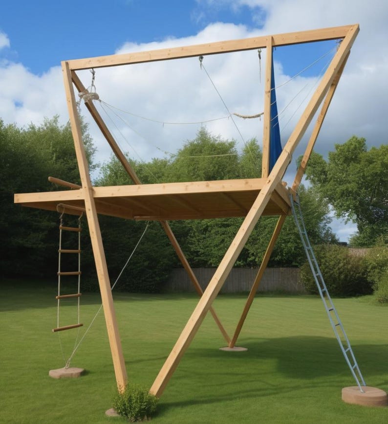DIY Treehouse Playhouse Elevated Platform With Ladders Construction ...