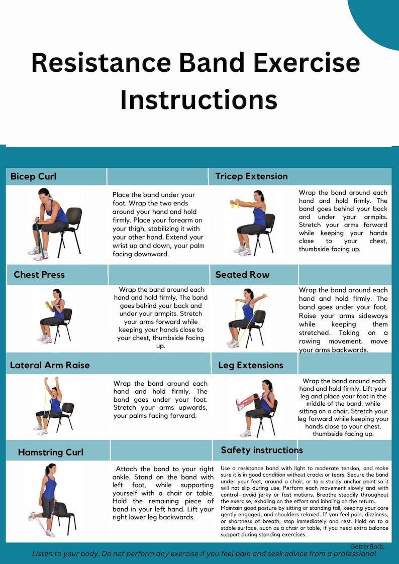 Seated Standing Resistance Loop Band Tubes Handles Seniors Workout ...