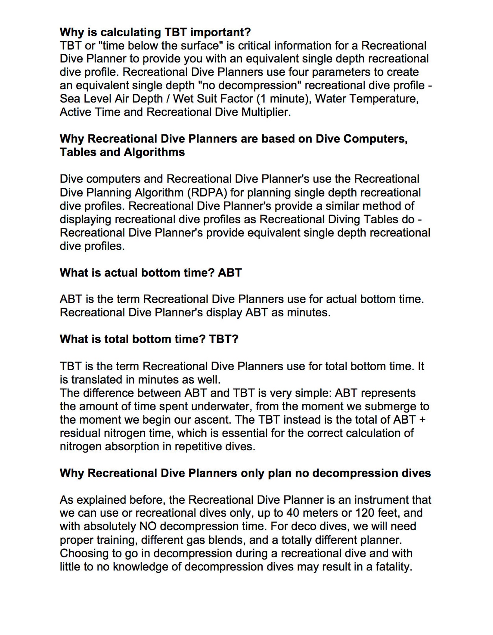 Recreational Diver Planner PADI Handout With Practise Mock Exam Test Q ...