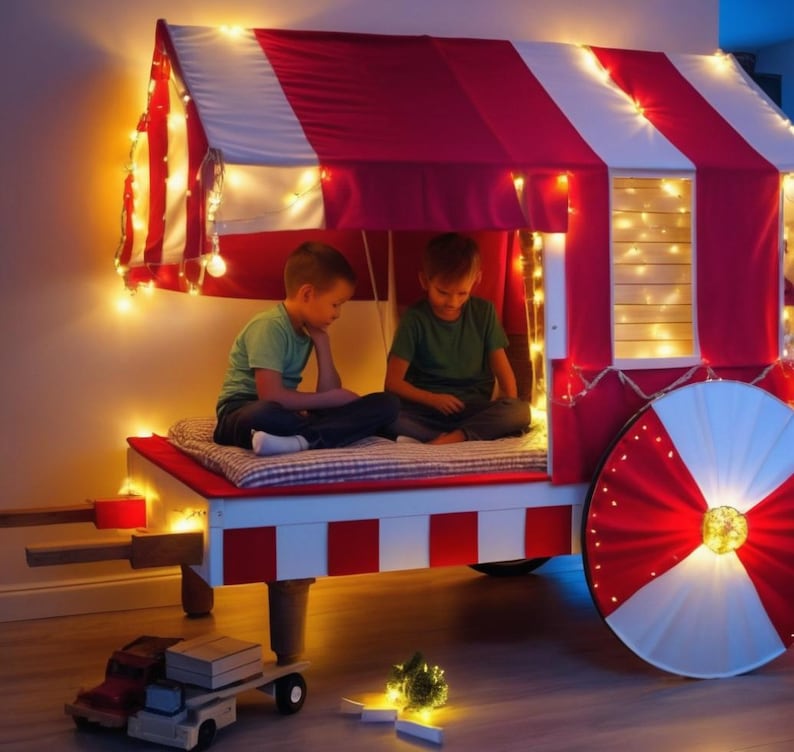 DIY Wagon Bed or Portable Cart Kids Bed Woodworking Plans PDF Vintage ...