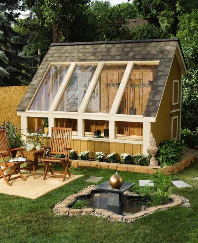 DIY 12x10 Ft Lean to Greenhouse ADU Studio Home Office Artists Saltbox ...