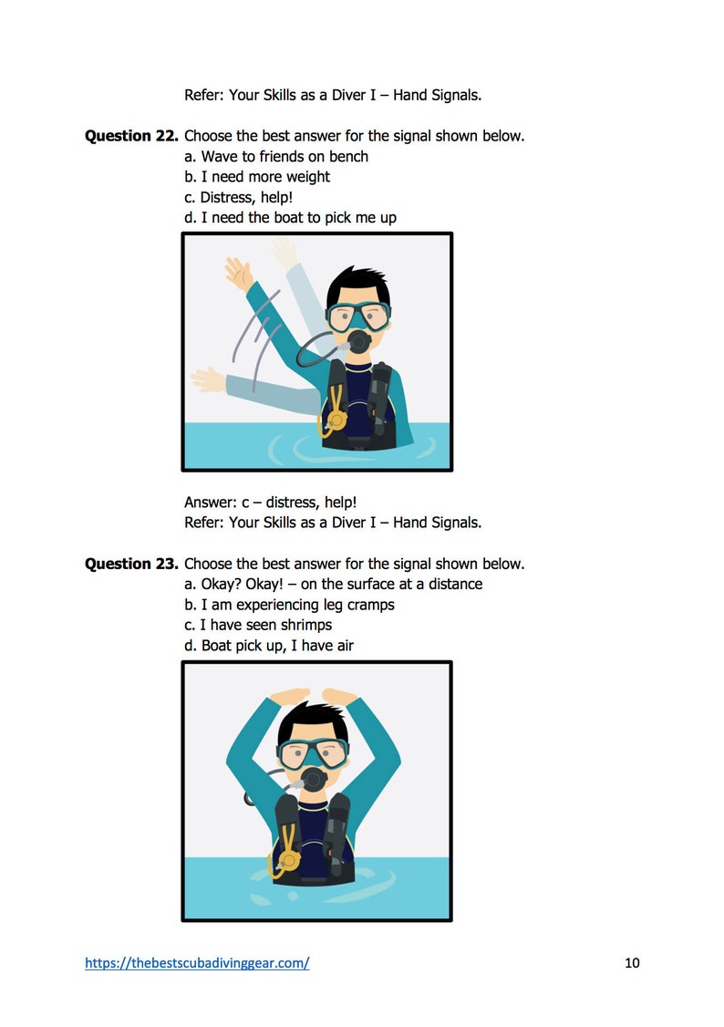 PADI Open Water Diver Certification Practise Mock Exam Test With ...