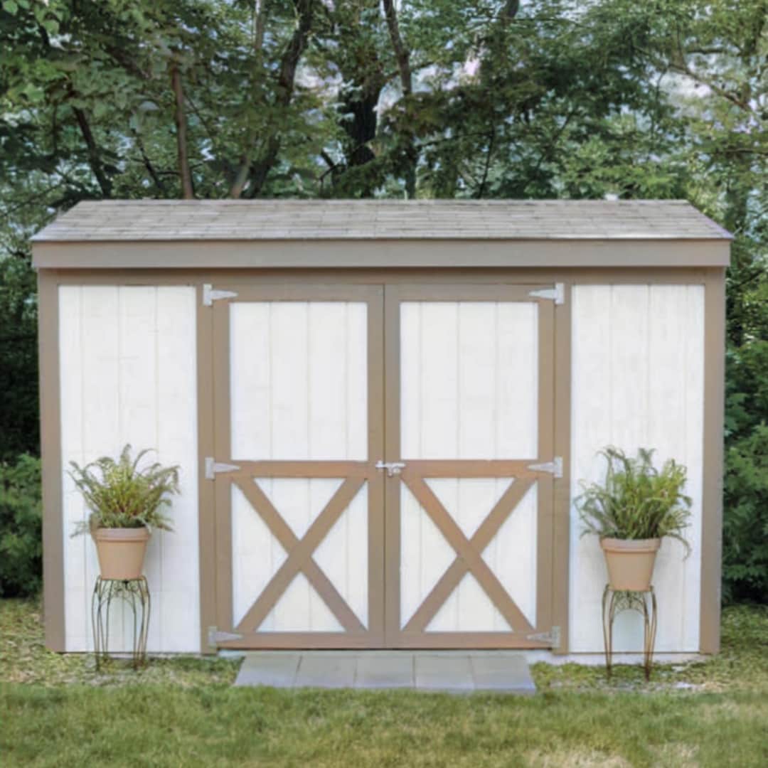 DIY 8x12 Ft Salt Box Style Shed With Gable Double Barn Door Wood ...