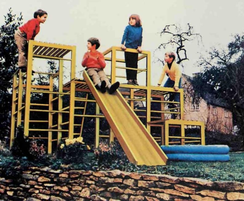 3 DIY Jungle Gym Climbing Frame Set Around Tree Slide Playhouse Outdoor ...