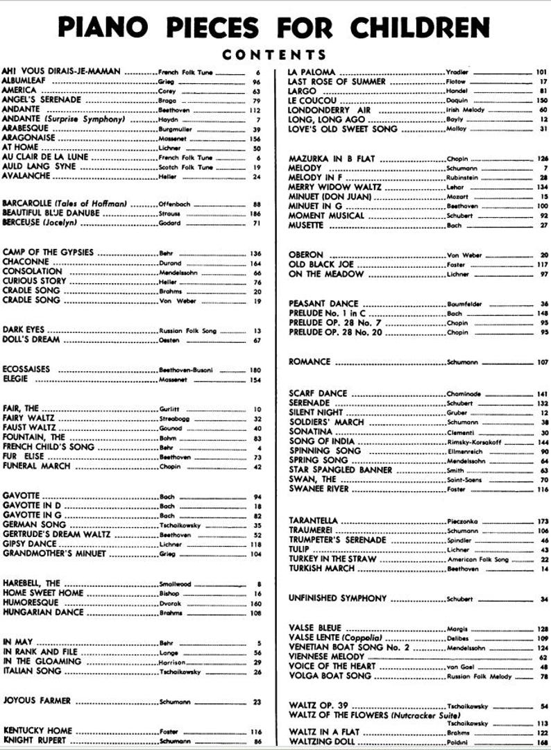 100 Piano Pieces for Children Vintage Sheet Music Book Piano Pieces for ...