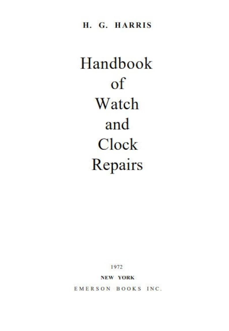 Handbook of Watch and Clock Repairs - Etsy
