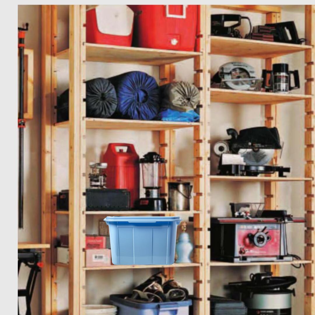 DIY 68" Easy Garage Tote Shelves 2 X 4s Wood Shelving Unit Garage ...
