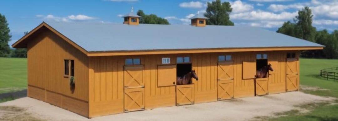 DIY 8 Stall Horse Stable Barn Shed Plans Keeping Horses in Your Hobby ...