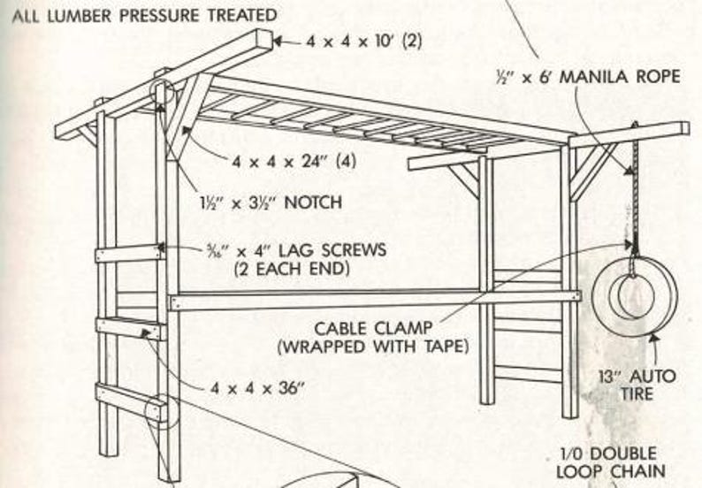 3 DIY Build a Climbing Frame Set Around Tree Slide Playhouse Outdoor ...