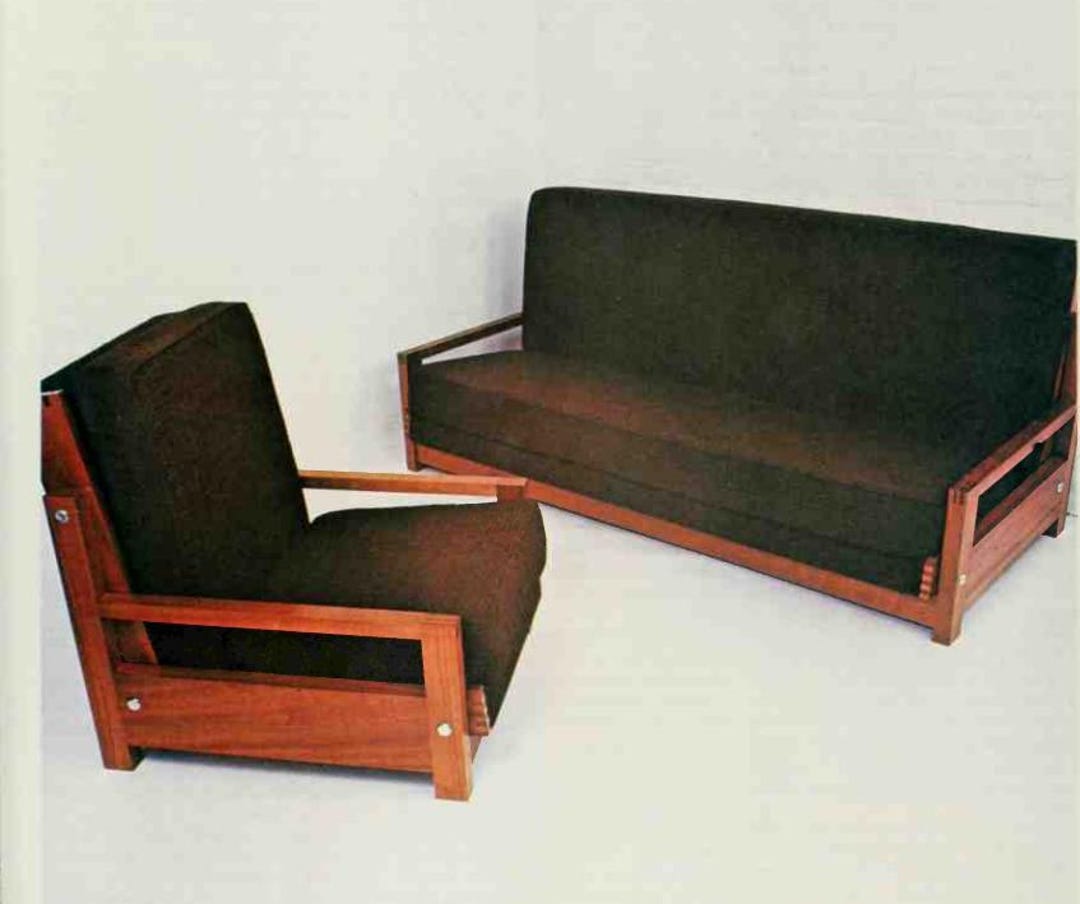DIY MCM Sofa Couch and Chair Suite PDF Low Profile Mid Century Modern Retro Style Woodworking ...