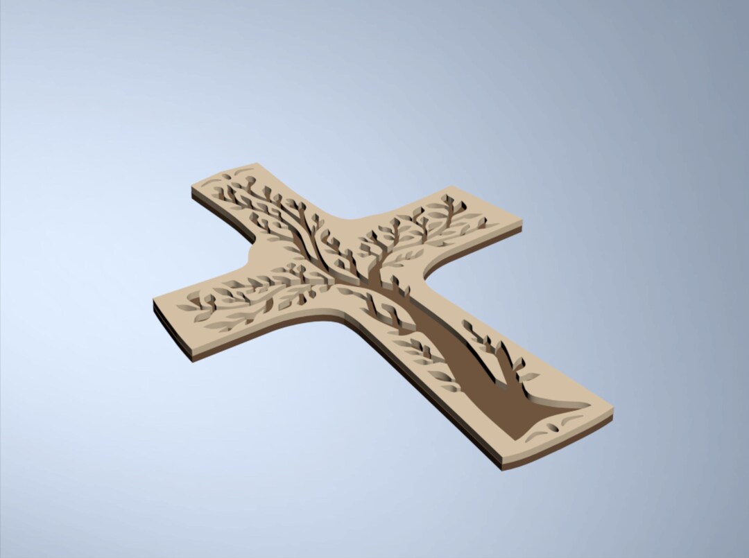 3 Tree of Life Religious Cross 45cm 2 Layer Wall Hanging SVG Cdr Ai Dxf ...