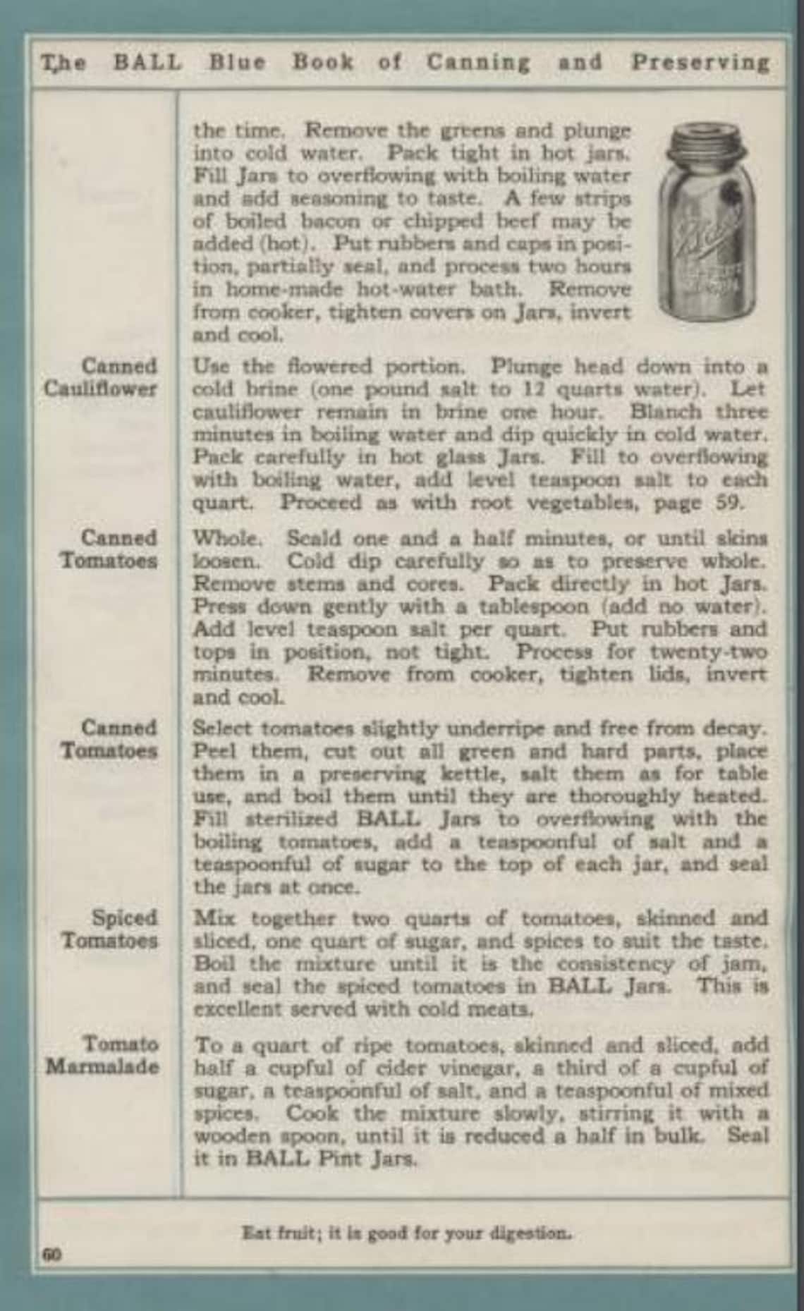 Ball Blue Book of Canning and Preserving Recipes Handbook PDF Vintage ...