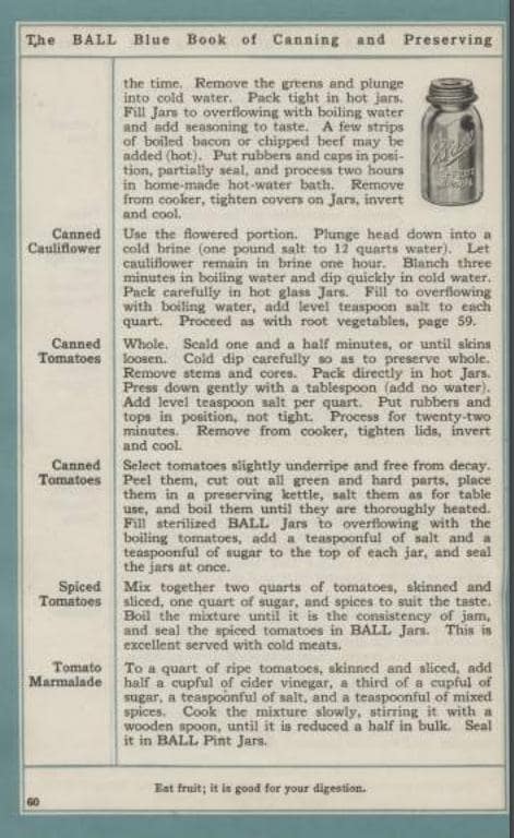 Ball Blue Book of Canning and Preserving Recipes Handbook PDF Vintage ...