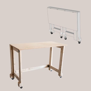 DIY Easy Folding Mobile Workbench Table on Castors Wheels Woodworking ...