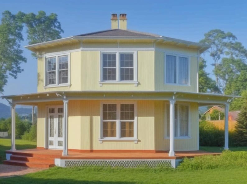 Octagonal Style Round House Vacation Homes Porch Loft Cottage House ...