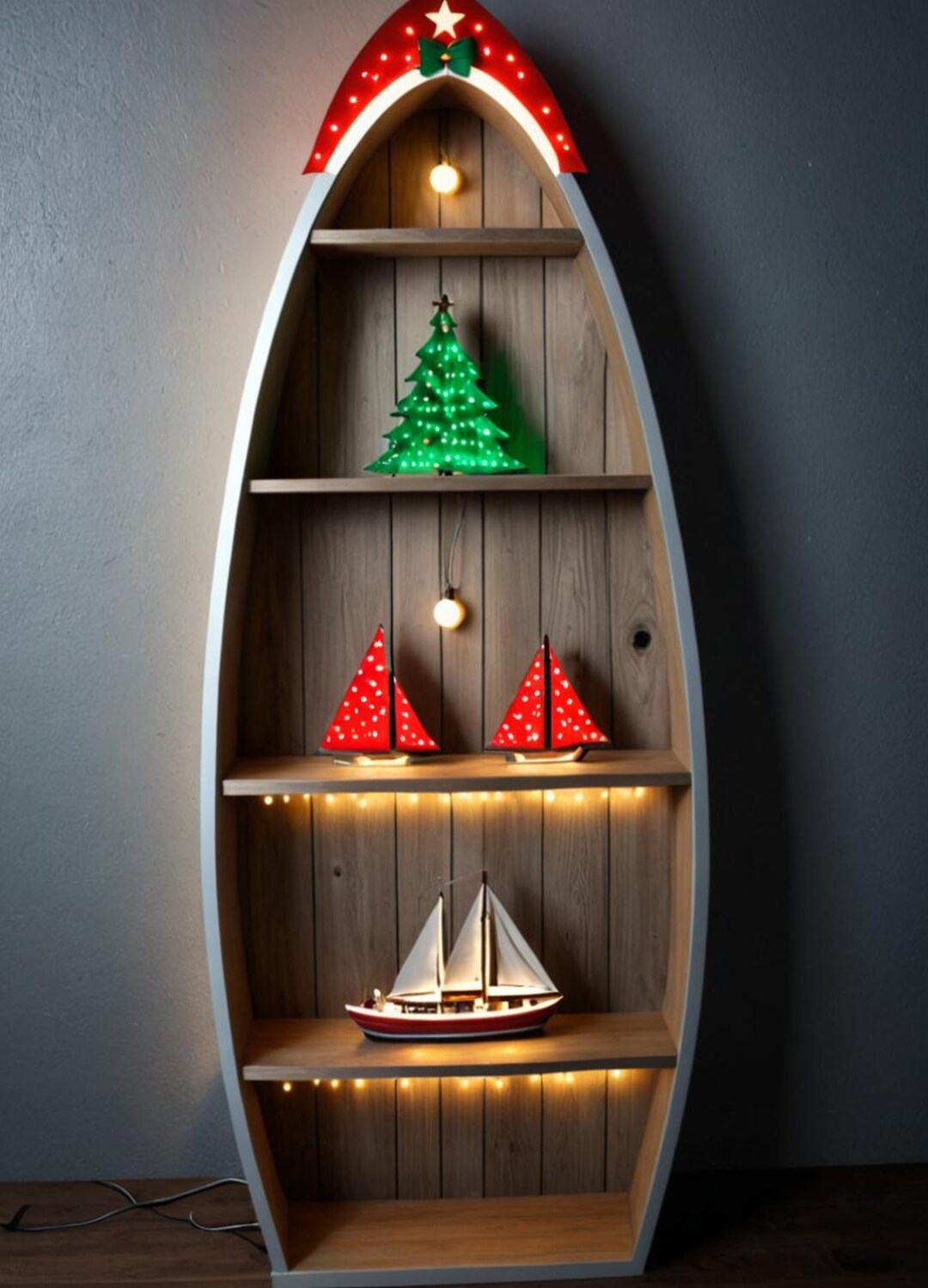 Boat Bookcase Shelves Wood Shelving Unit Display Stand Garage Storage ...