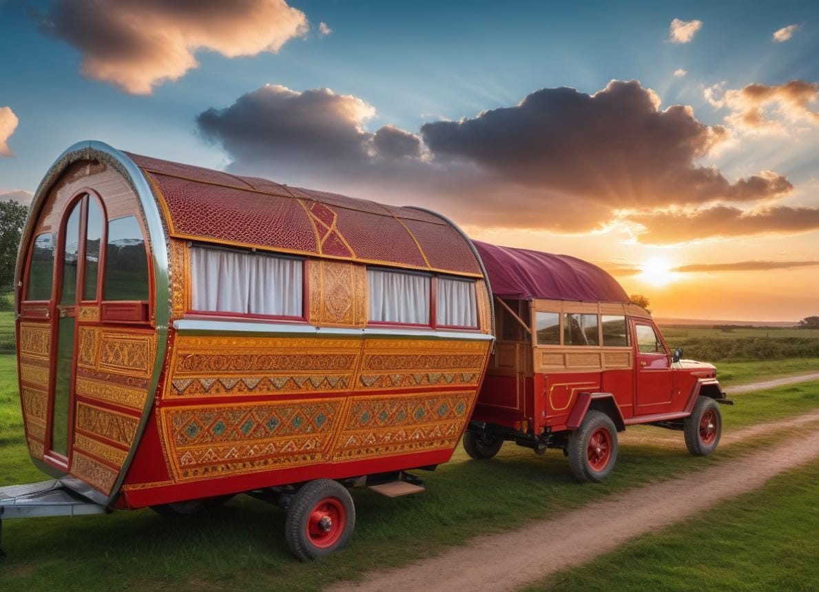2 DIY Vintage Gypsy Vardo 7x10 Wagon Caravan Trailer Budget Portable ...
