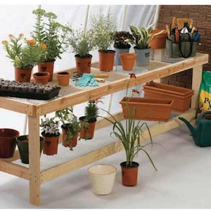 2X DIY Garden Easy Potting Bench Table Shelf Station Plans Woodworking ...