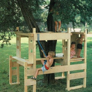 3 DIY Jungle Gym Climbing Frame Set Around Tree Slide Playhouse Outdoor ...
