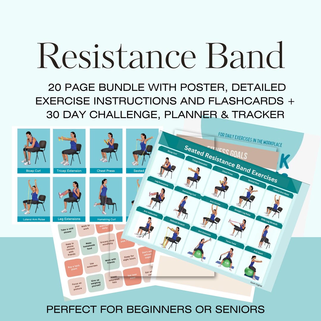 Seated Standing Resistance Loop Band Tubes Handles Seniors Workout ...