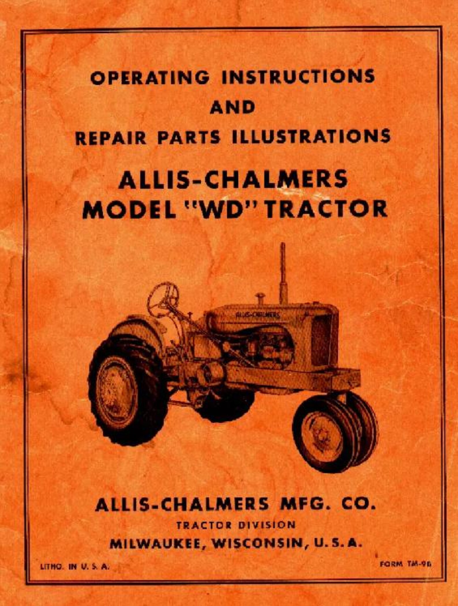 Allis Chalmers WD Factory Service Manual Tractor Workshop Repair Instruction PDF Handbook ...