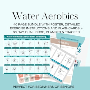 24 Water Aerobics Exercises Cards Stretches Water Aqua Aquatic Fitness ...