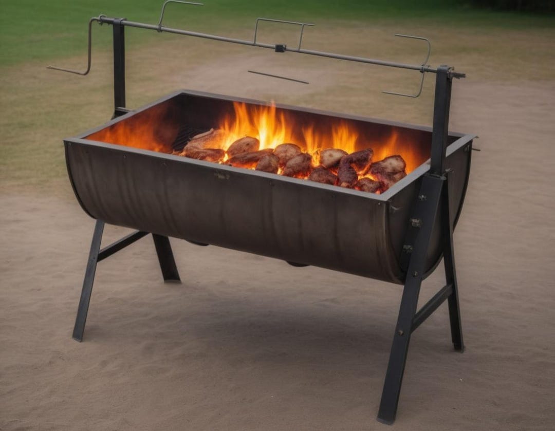 DIY Portable Firedrum Spit Roast Rotisserie Arc Welding Plan Roaster ...