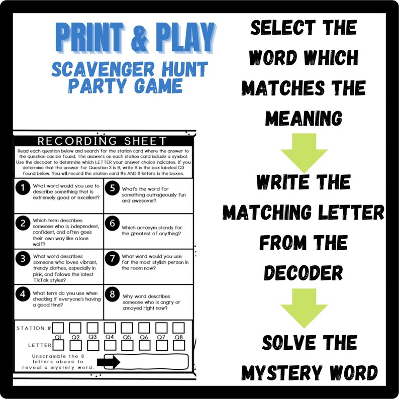 2024 Cool Words Printable Birthday Party Game Print & Play Codebreaker ...