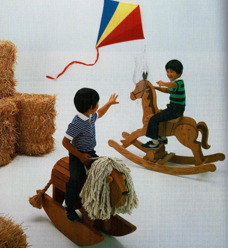 DIY Rocking Horse Childs Rocker and Rocking Lion 1970s Toys Woodworking ...