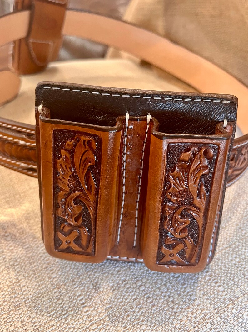 Texas Ranger Duty Belt (hand Tooled Leather) - Etsy