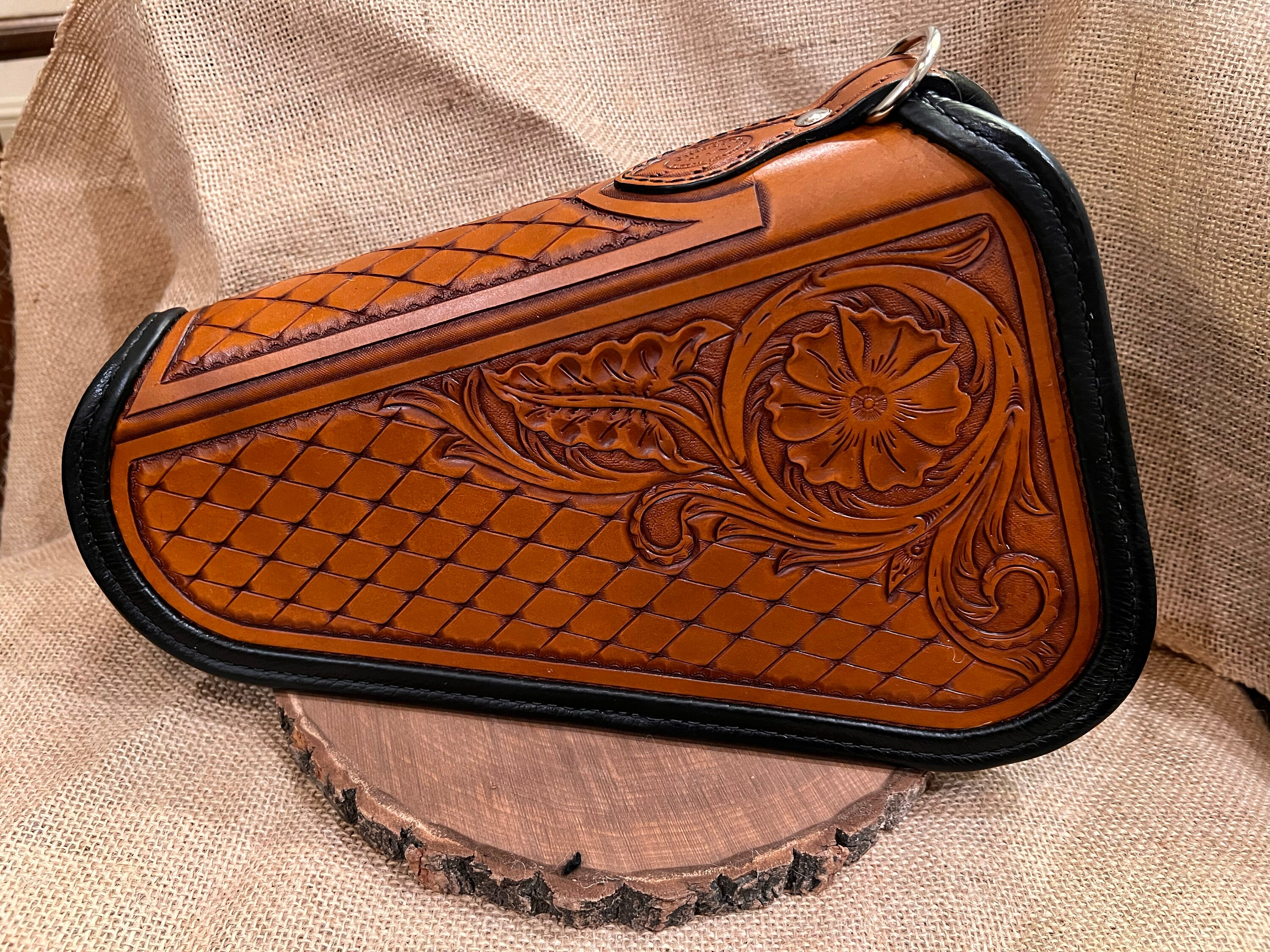Custom Leather Pistol Caddy (hand Tooled) - Etsy