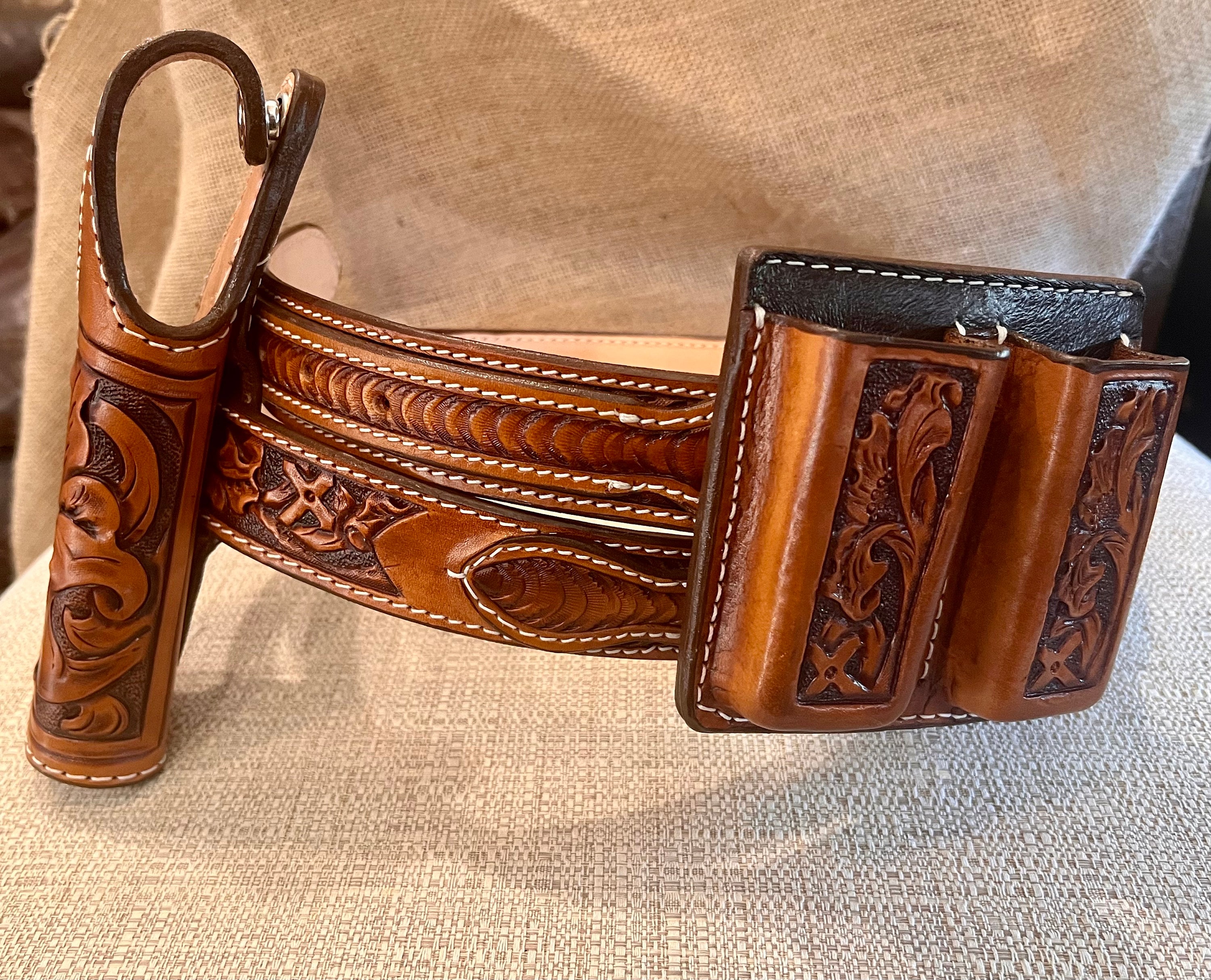 Texas Ranger Duty Belt (hand Tooled Leather) - Etsy