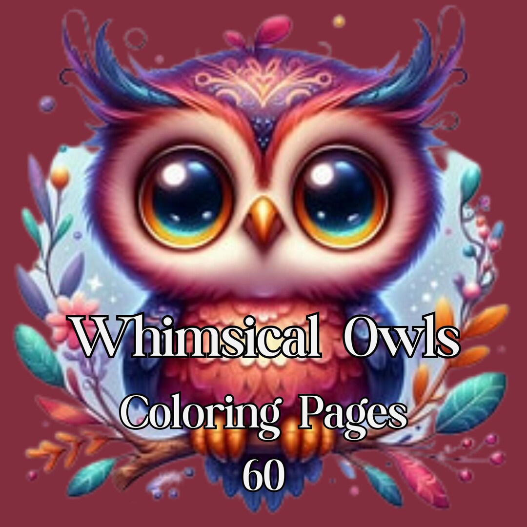 Whimsical Owls Coloring Pages - Etsy