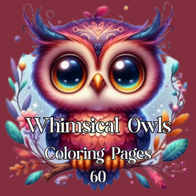 Whimsical Owls Coloring Pages - Etsy