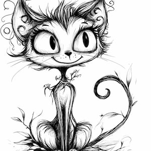 Weird and Funny Cat Sketch | Mobile Wallpapers & Lockscreens - Etsy