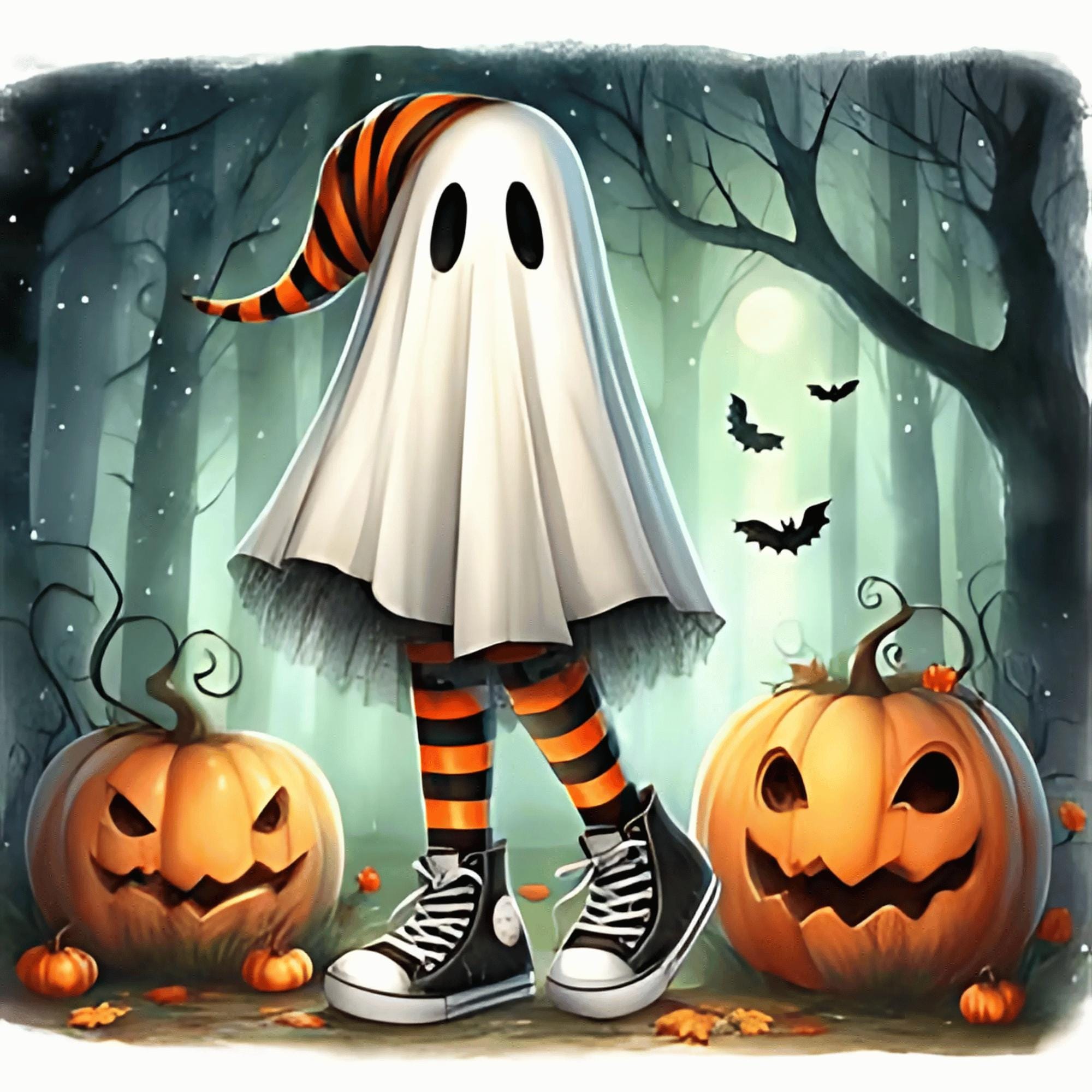 Adorable Sheet-ghost Illustrations (PNG) - Etsy