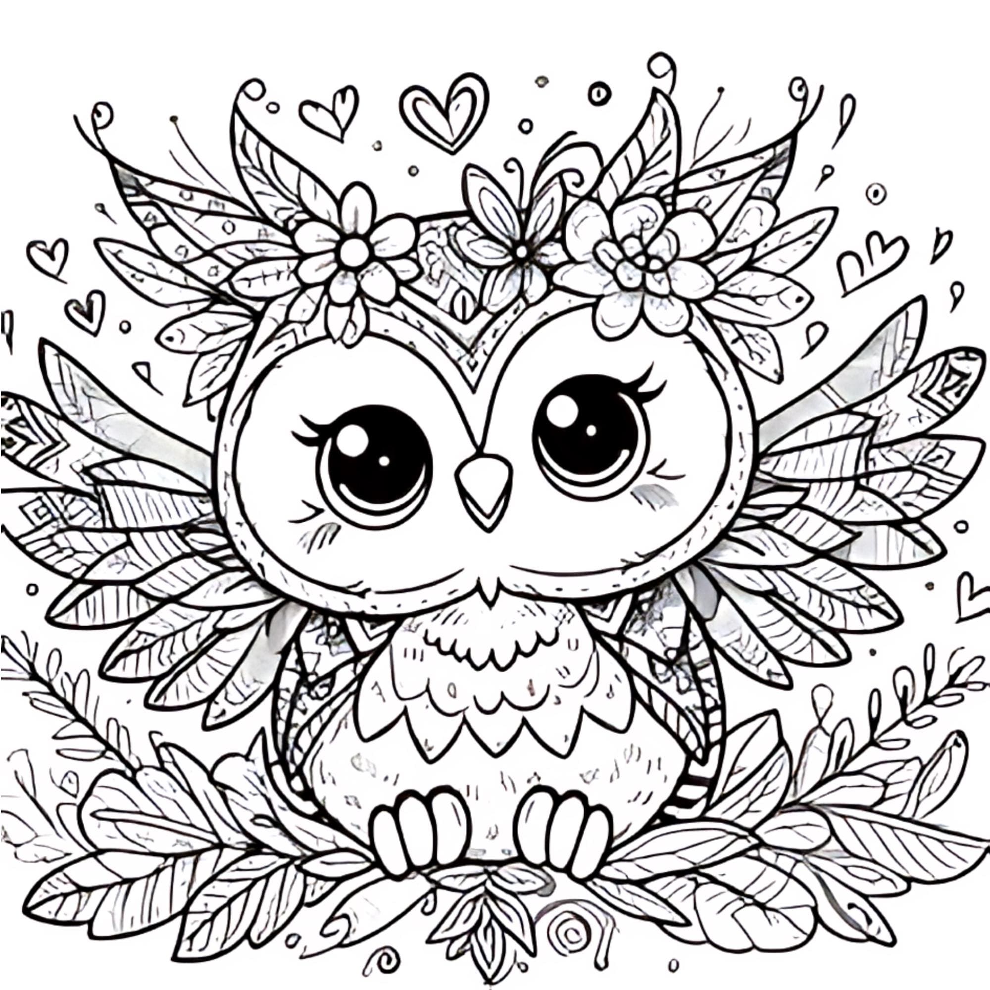 Whimsical Owls Coloring Pages - Etsy
