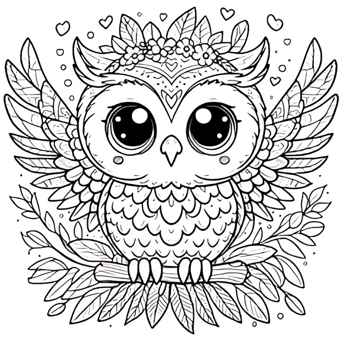 Whimsical Owls Coloring Pages - Etsy