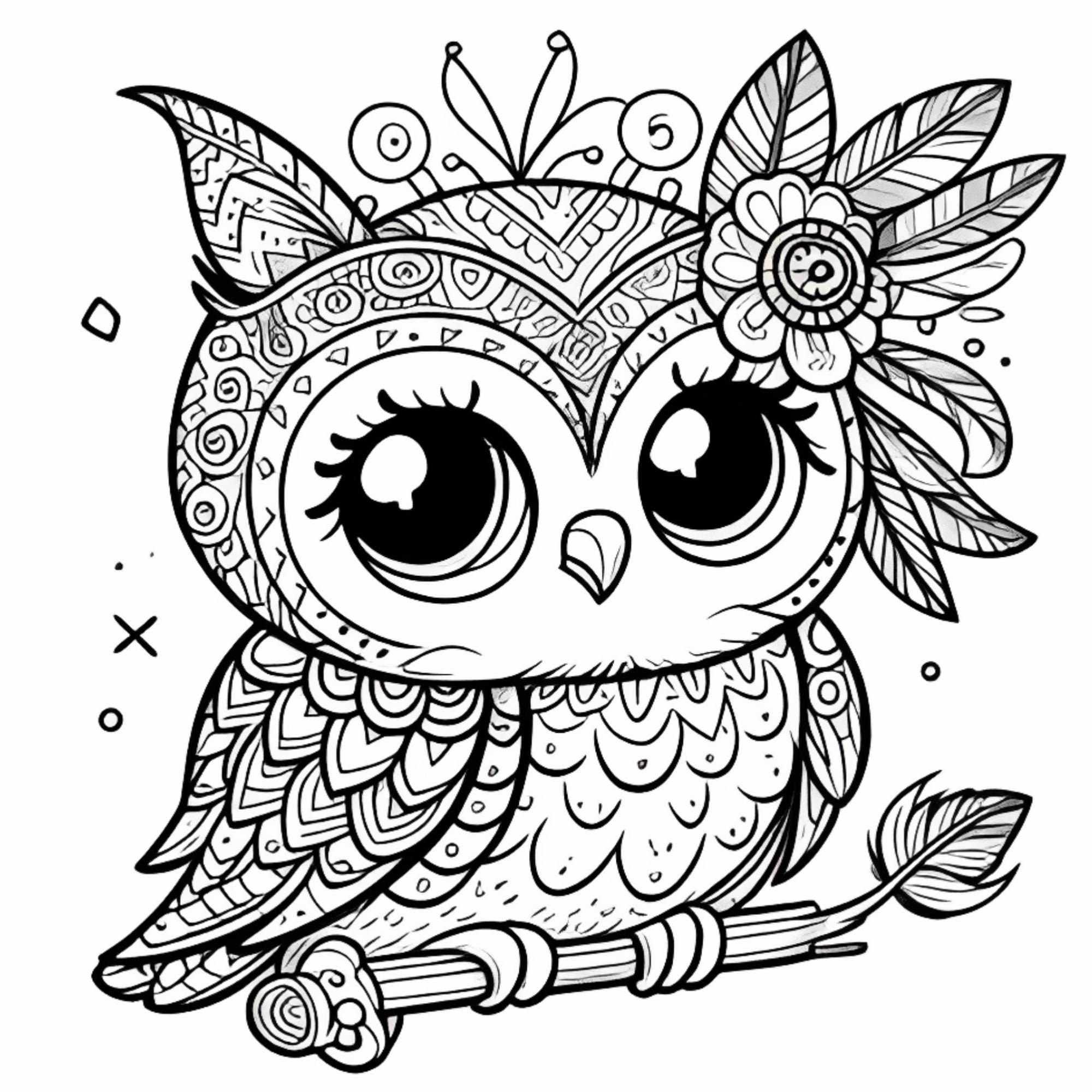 Whimsical Owls Coloring Pages - Etsy