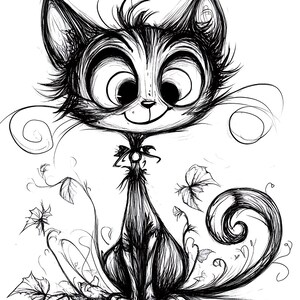 Weird and Funny Cat Sketch | Mobile Wallpapers & Lockscreens - Etsy