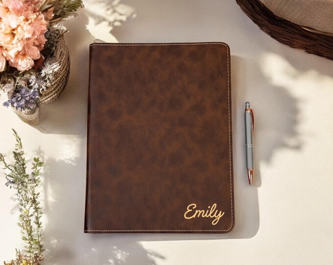 Personalized Leather Portfolio Custom Portfolio With Zipper Custom ...